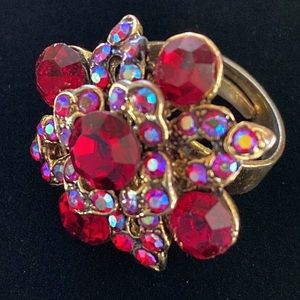 Vintage | Jewelry | Vintage Chunky Red Rhinestone Ring | Poshmark